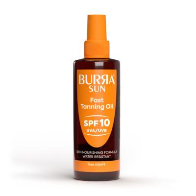 BURRA SUN FAST TANNING OIL SPREJ SPF 10, 200 ML • Proizvod • Esensa